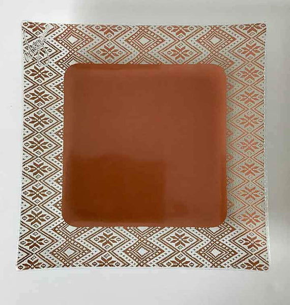Dinner Plate, border tilet design, copper – AdeyDesigns