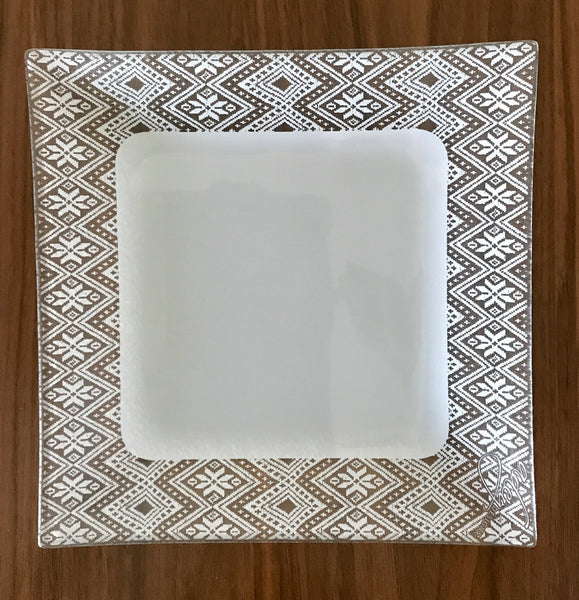 Dinner Plate, border tilet design, silver – AdeyDesigns